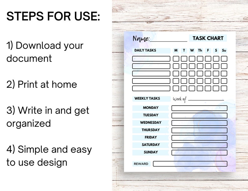 Printable Weekly Task Chart - Etsy