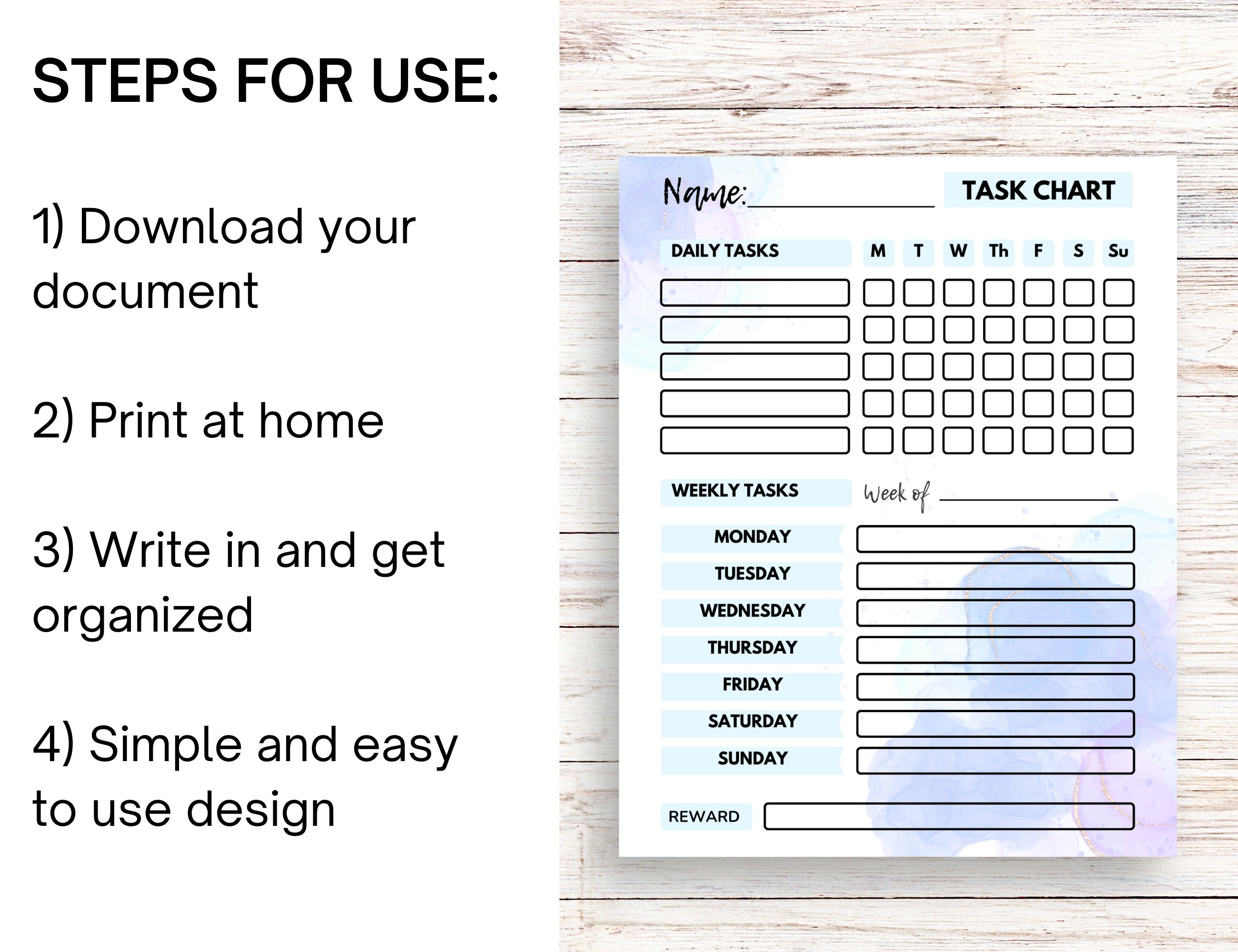 Printable Weekly Task Chart - Etsy