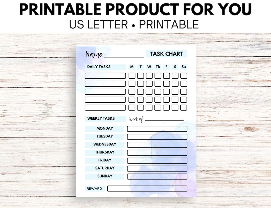 Printable Weekly Task Chart - Etsy
