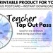 Teacher Tap Out Pass for 30 Min Break - Etsy