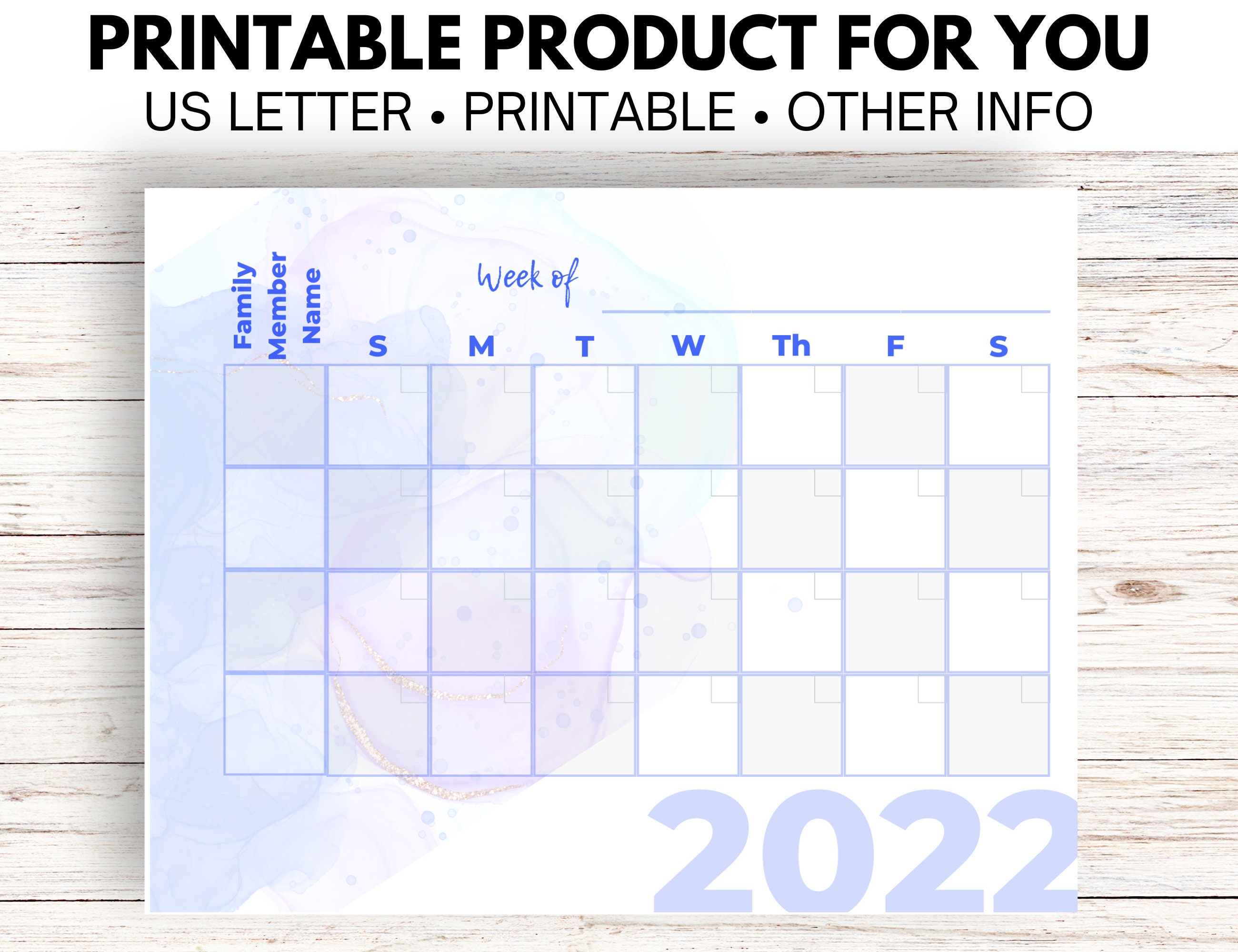 Fillable Weekly Calendar With Names Printable - Etsy