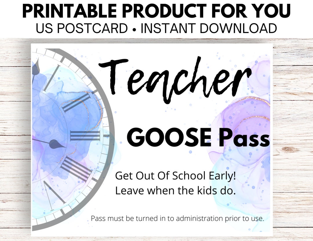 Get Out of School Early Pass for Teachers - Etsy