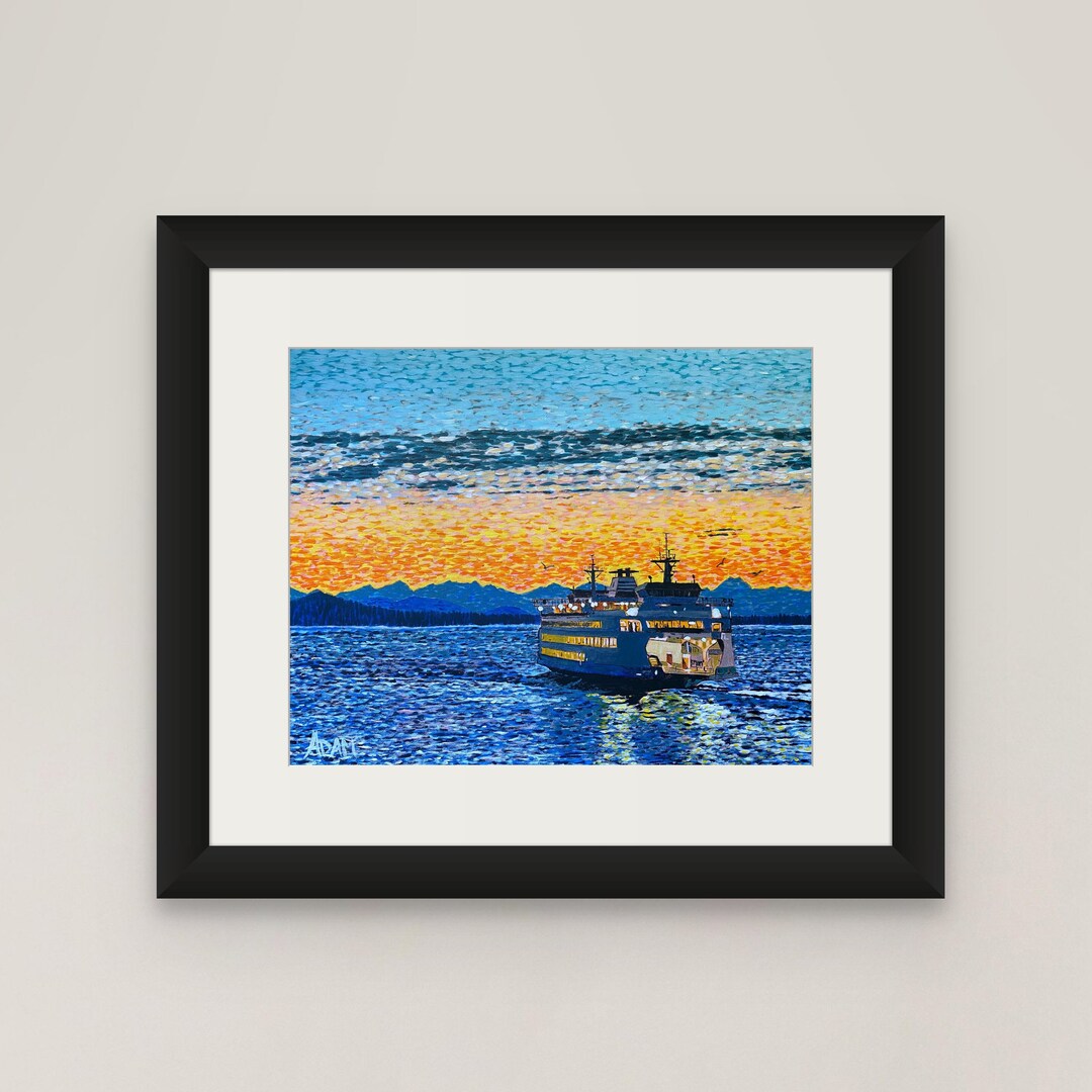PRINTABLE Seattle Ferry Art, Pacific Northwest Wall Art, Digital ...