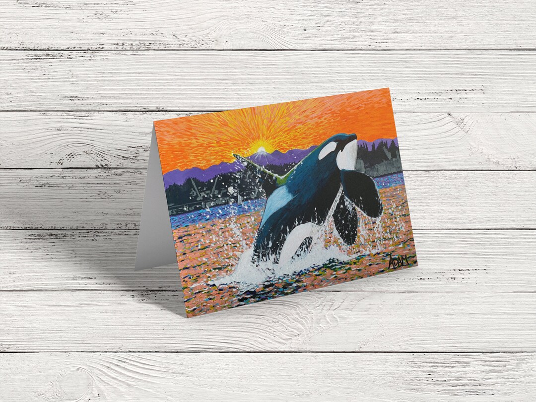 Orca Greeting Card | Optional Custom Message | Pacific Northwest Art - Etsy