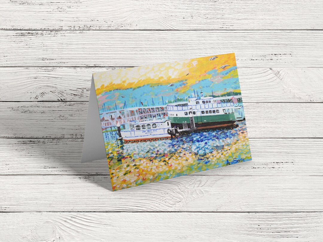 Foot Ferry Card Optional Custom Message Pacific Northwest Art - Etsy