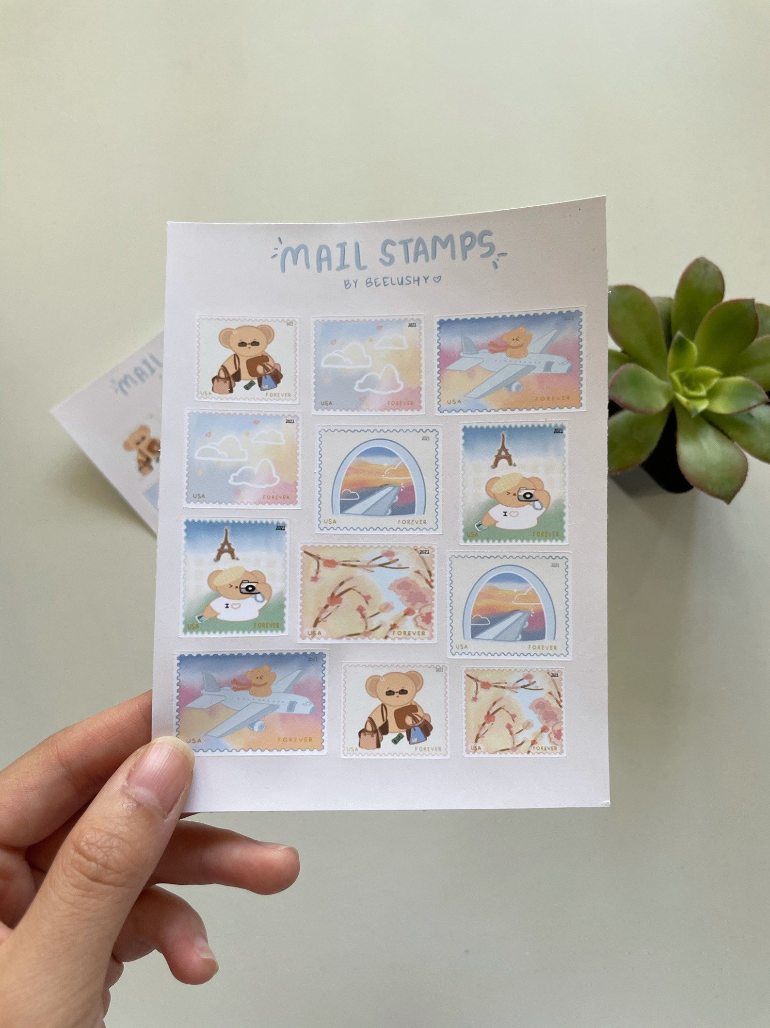 Stamp Sticker Sheet Aesthetic Stamp Stickers Postage | Etsy