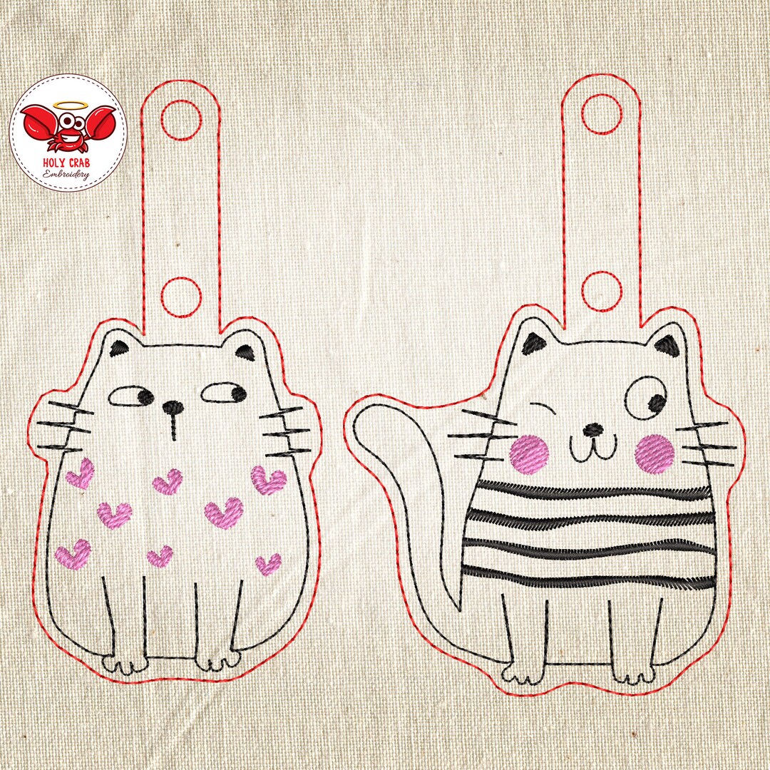 Cat Key Fob. ITH Machine Embroidery Design - Etsy