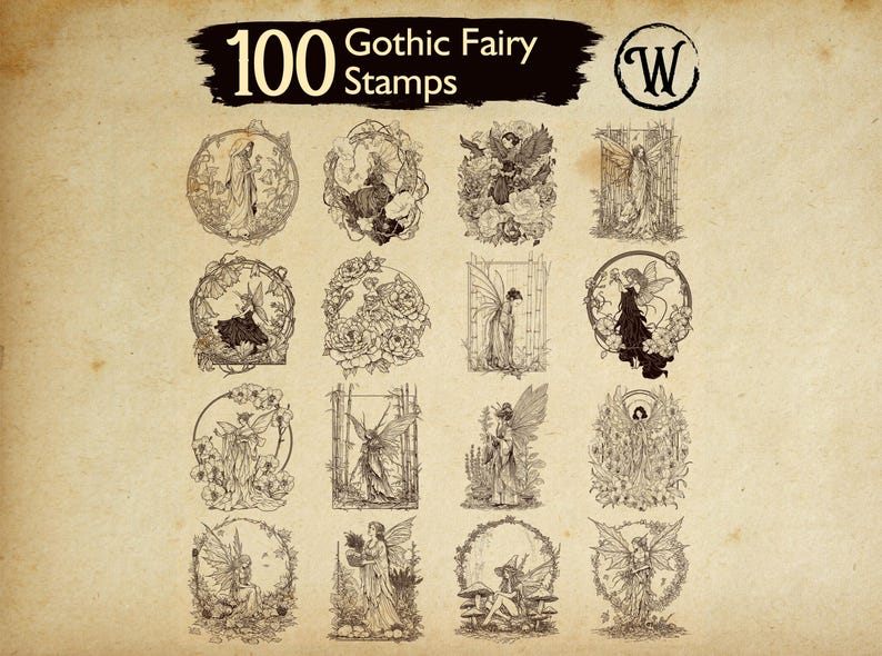 Fantasy Fairy Procreate Stamps: Dark Angel Wings, Gothic Tattoo Art ...