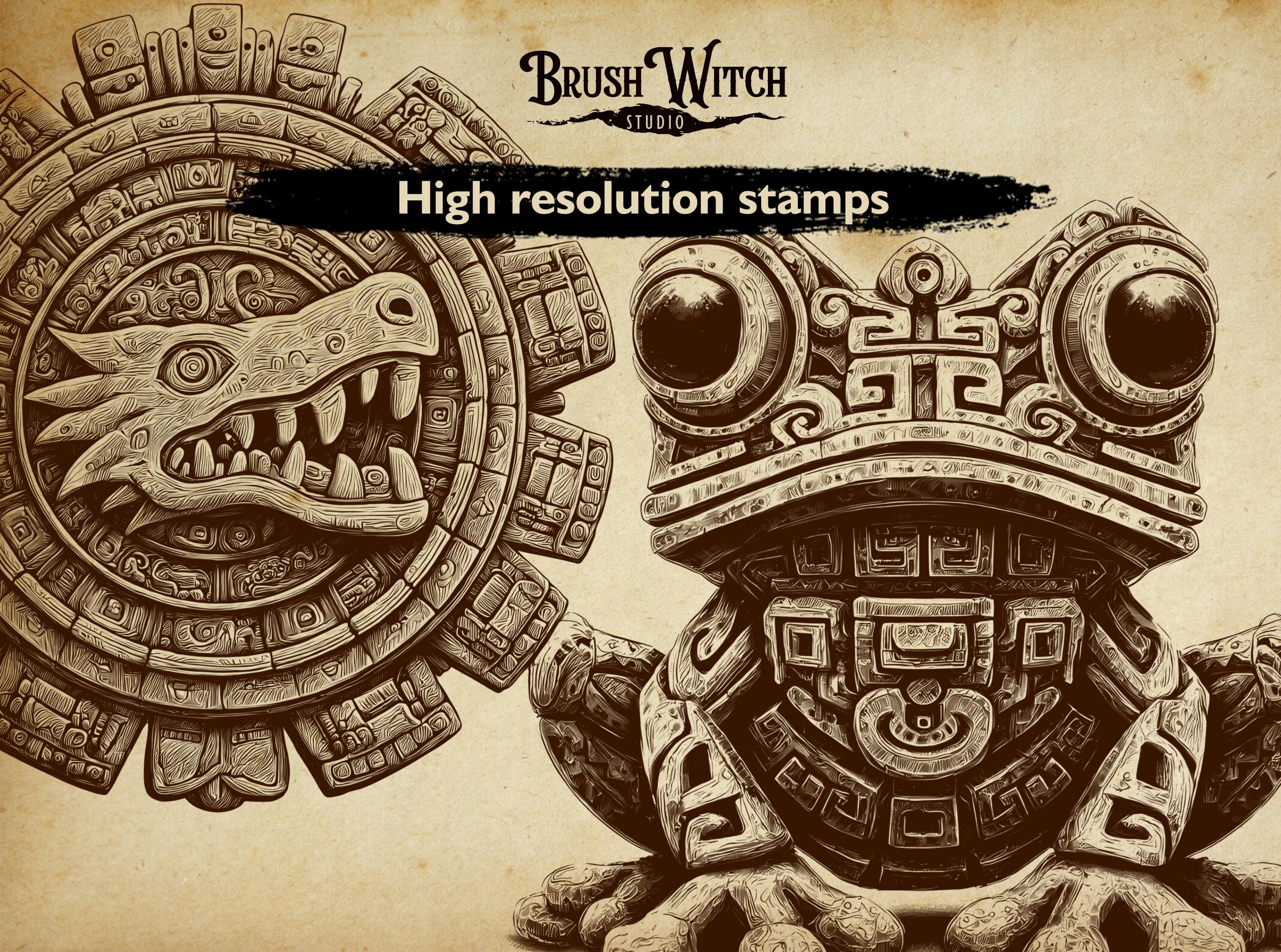 70 Aztec Maya Procreate Stamps: Tattoo Designs, Tribal Art Brushes ...