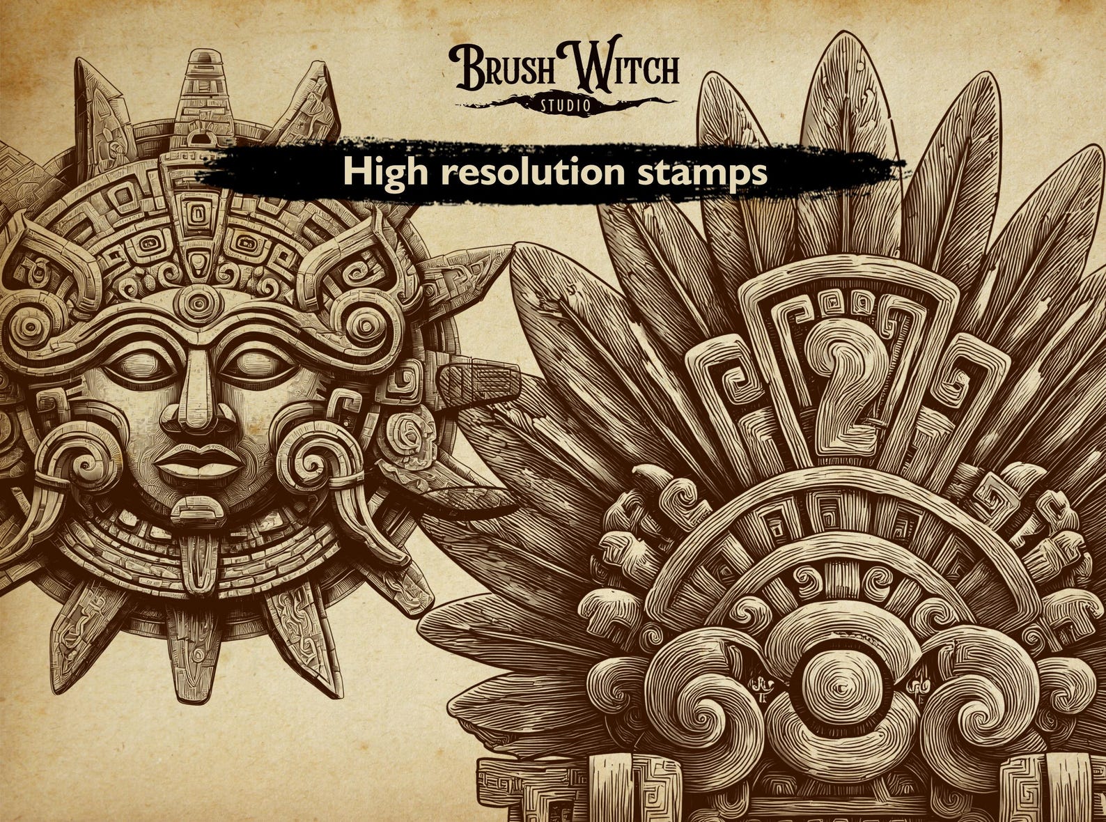 70 Aztec Maya Procreate Stamps: Tattoo Designs, Tribal Art Brushes ...