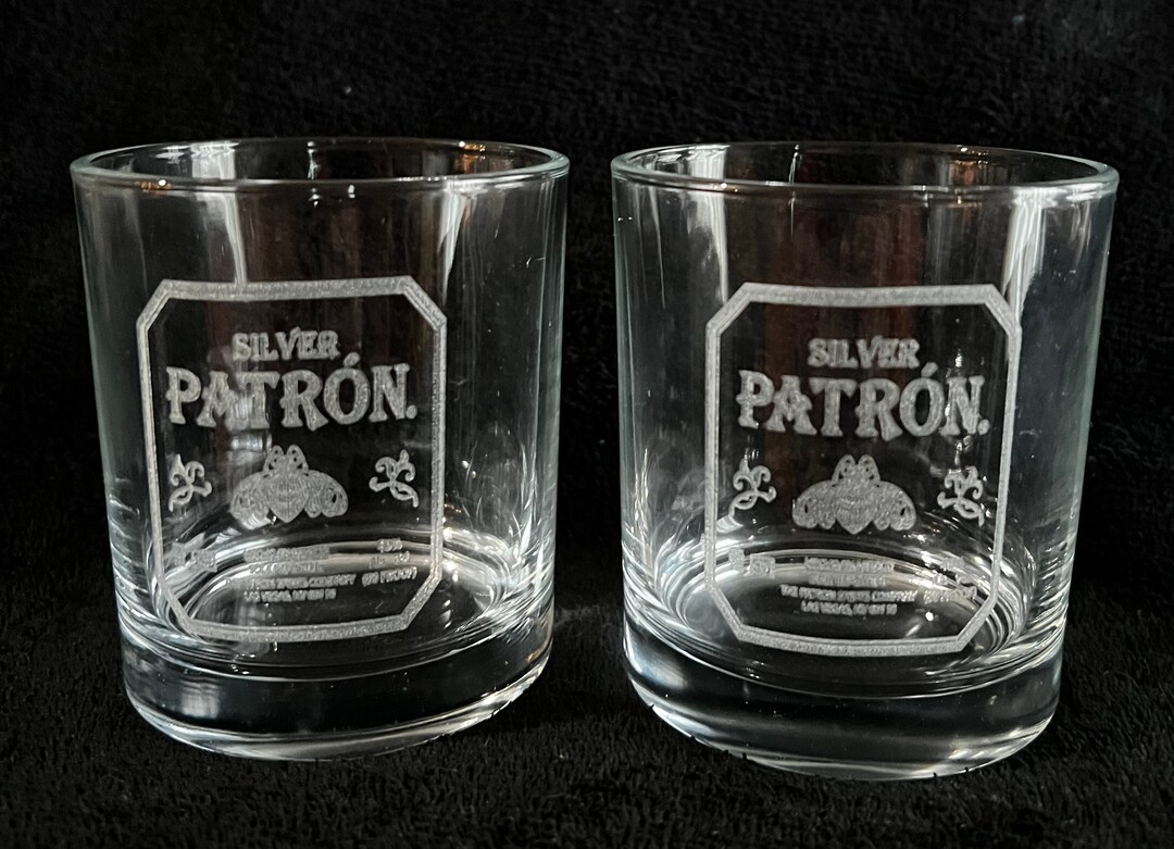 Custom Engraved 10 Oz Patron Whiskey Glasses - Set of 2 - Etsy