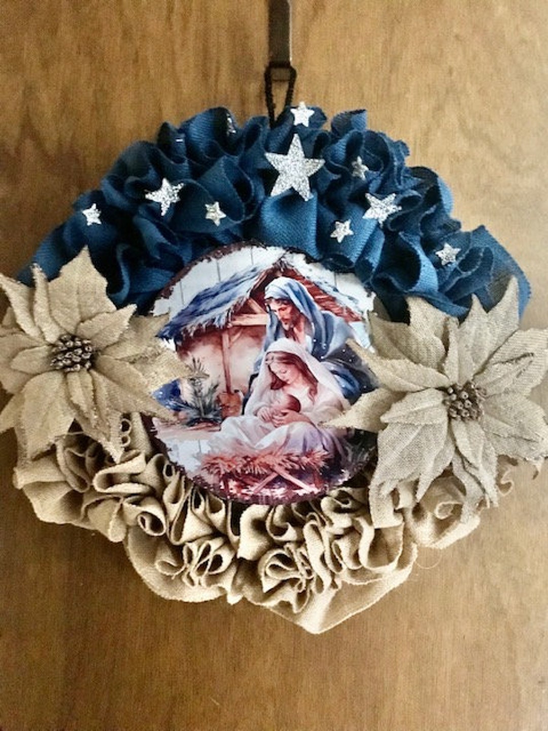 Christmas Nativity Wreath Religious Christmas Wreath Nativity Scene ...