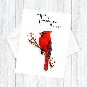 Cardinal Thank You Card Homemade Note Card Greeting Card Homemade ...