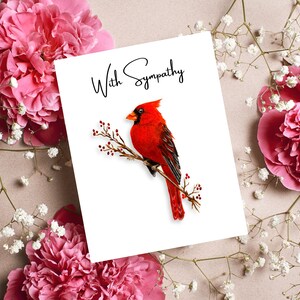 Cardinal Sympathy Card, Cardinal Note Card, Bereavement Card, Acrylic ...