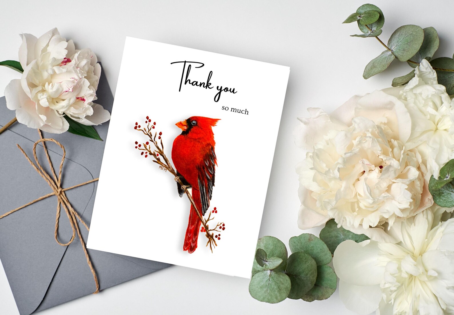 Cardinal Thank You Card | Homemade Note Card | Greeting Card | Homemade ...