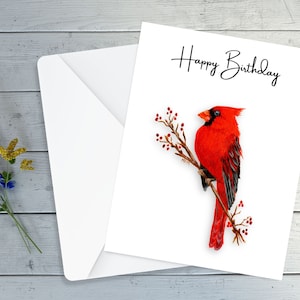Cardinal Birthday Card Birthday Cardinal Greeting Card Individual or ...