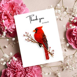 Cardinal Thank You Card | Homemade Note Card | Greeting Card | Homemade ...