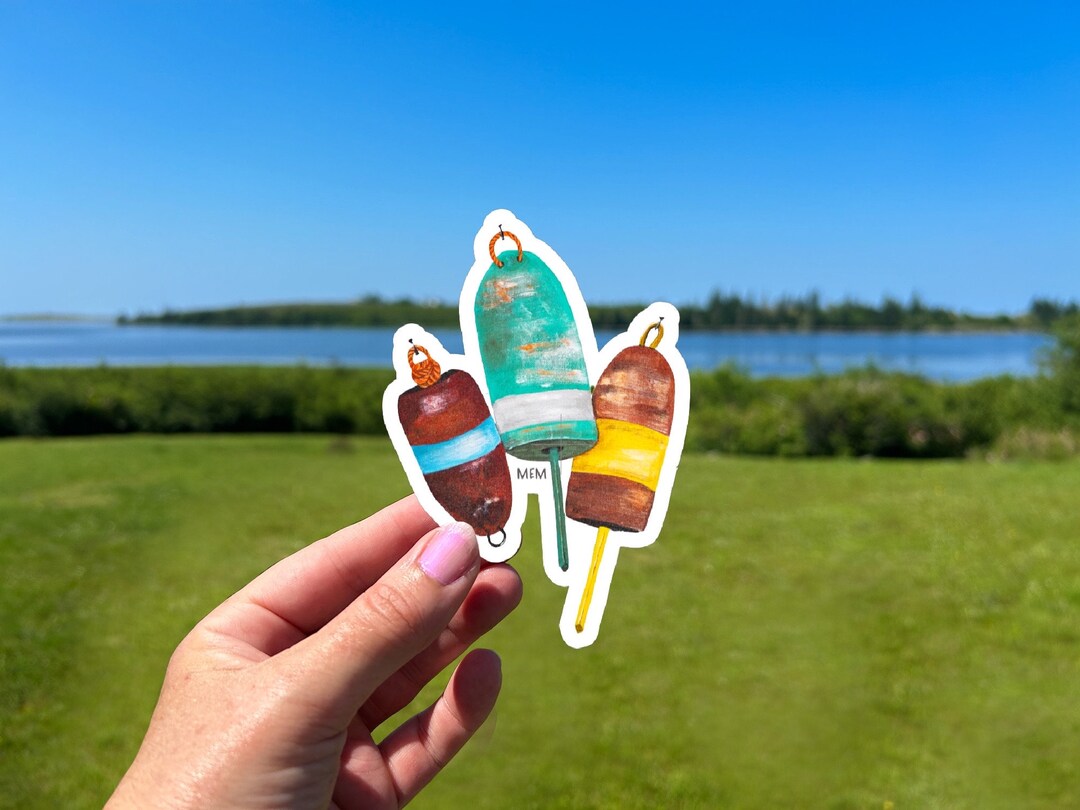 Lobster Buoy Sticker, Fishing Buoy, Acrylic Painted Vinyl Weatherproof ...