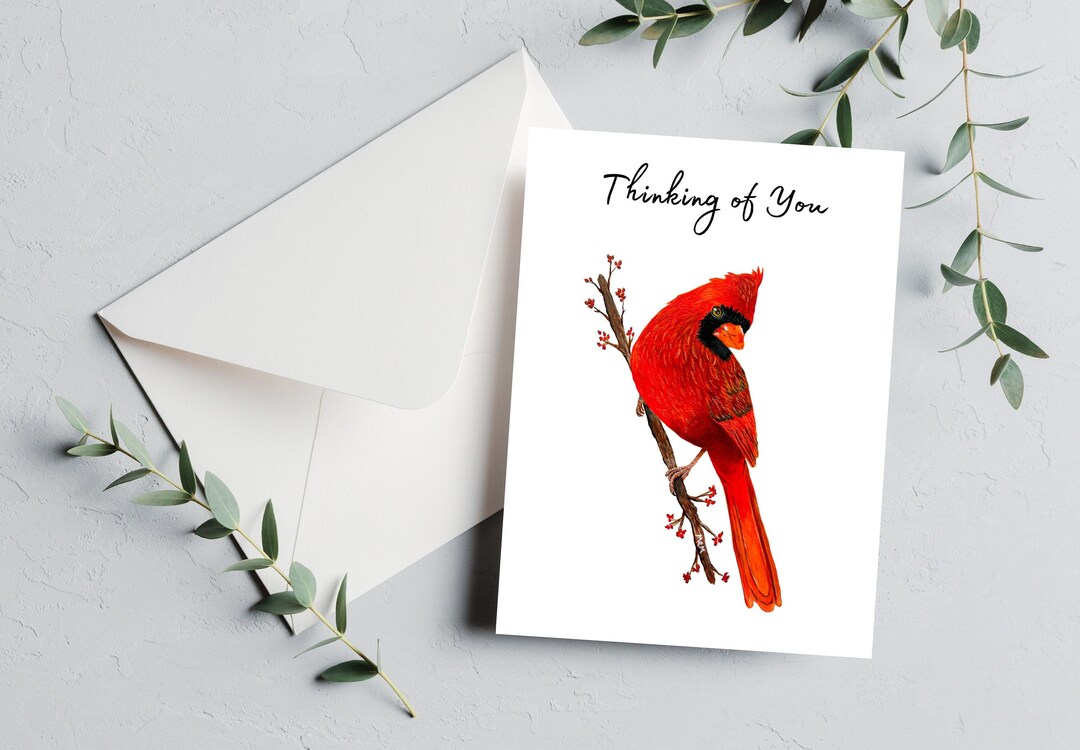 Cardinal Note Card Thinking of You Cardinal Card Acrylic - Etsy