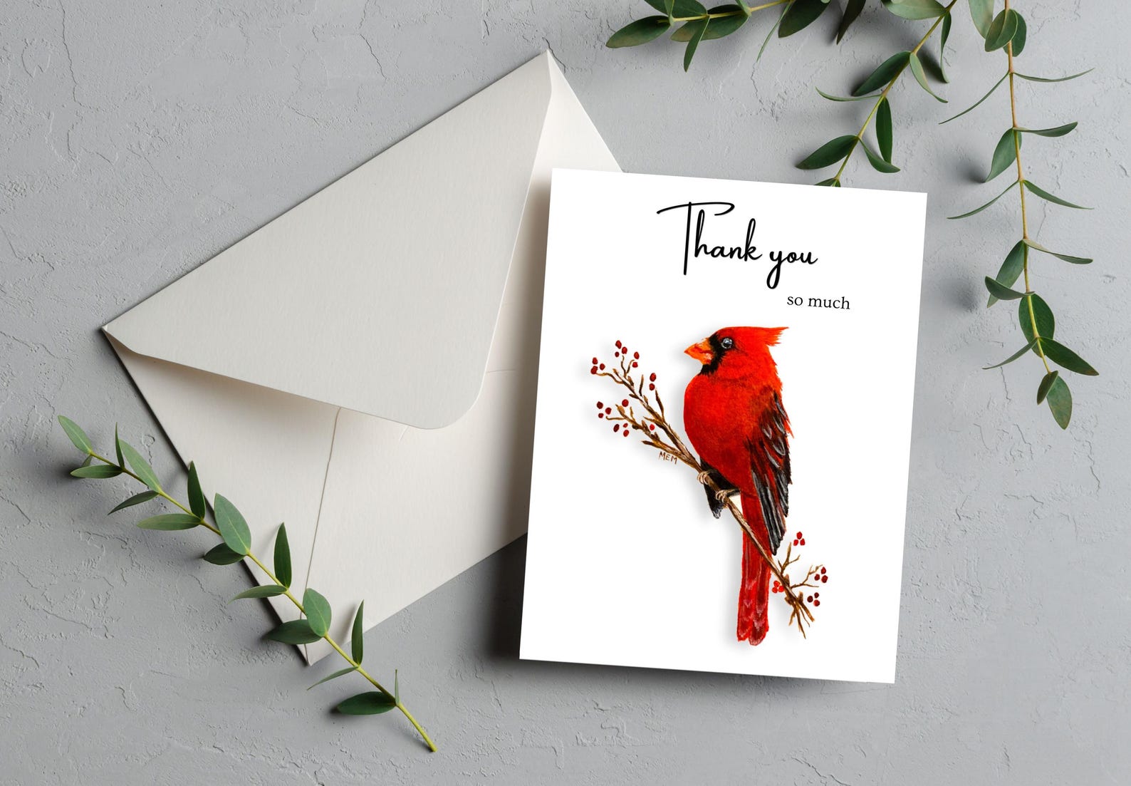 Cardinal Thank You Card | Homemade Note Card | Greeting Card | Homemade ...