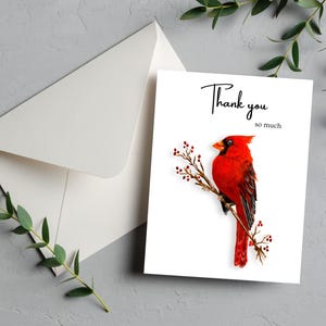 Cardinal Thank You Card | Homemade Note Card | Greeting Card | Homemade ...