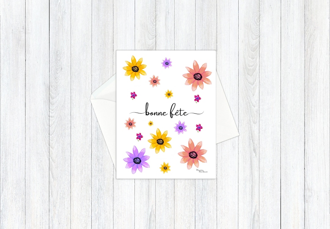 Bonne Fête Carte De Fête Floral Birthday Card Individual or Set Acrylic ...