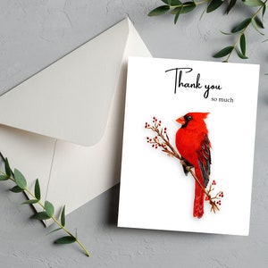 Cardinal Thank You Card Homemade Note Card Greeting Card Homemade ...