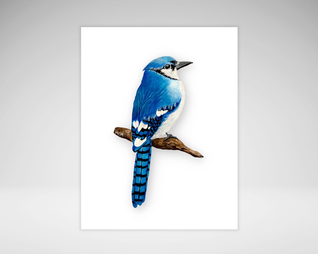 Blue Jay PRINT, Acrylic Painting Blue Jay Giclée Print, Blue Jay on a ...