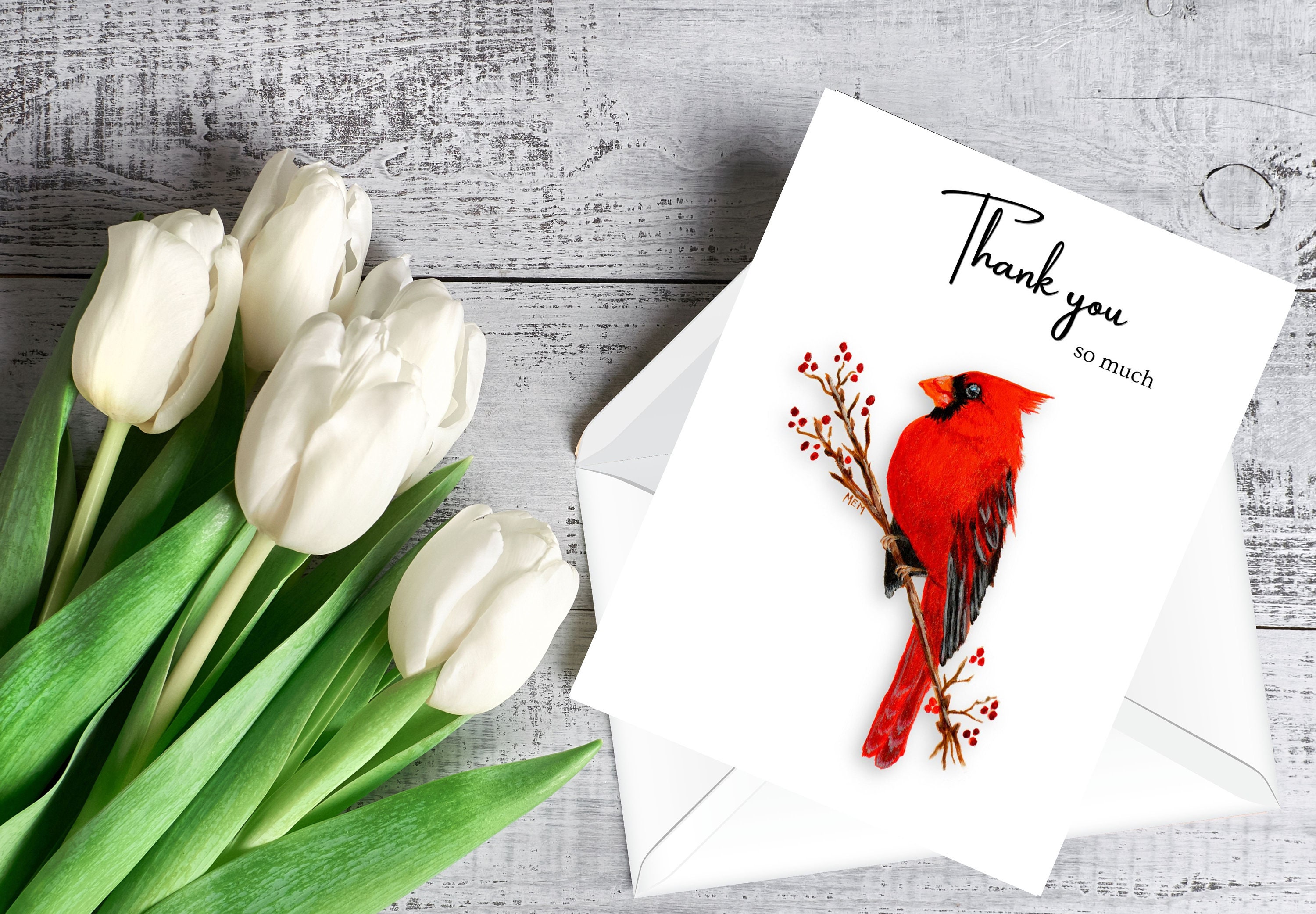 Cardinal Thank You Card Homemade Note Card Greeting Card Homemade ...
