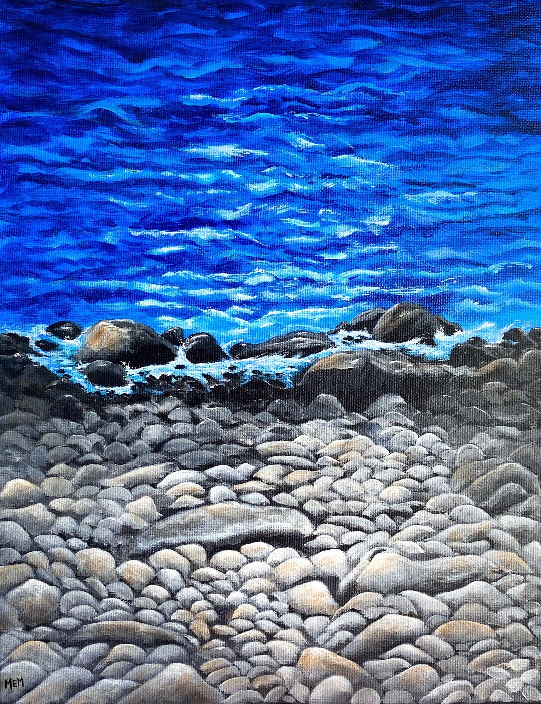 Coastal Nova Scotia Painting, Original Acrylic Rocky Shore Painting on ...