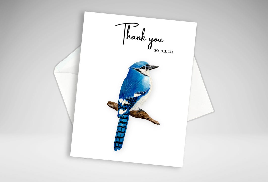Blue Jay Thank You Card | Homemade Note Card | Blue Jay Greeting Card ...