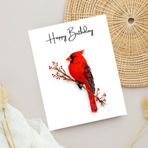 Cardinal Birthday Card | Birthday Cardinal Greeting Card | Individual ...
