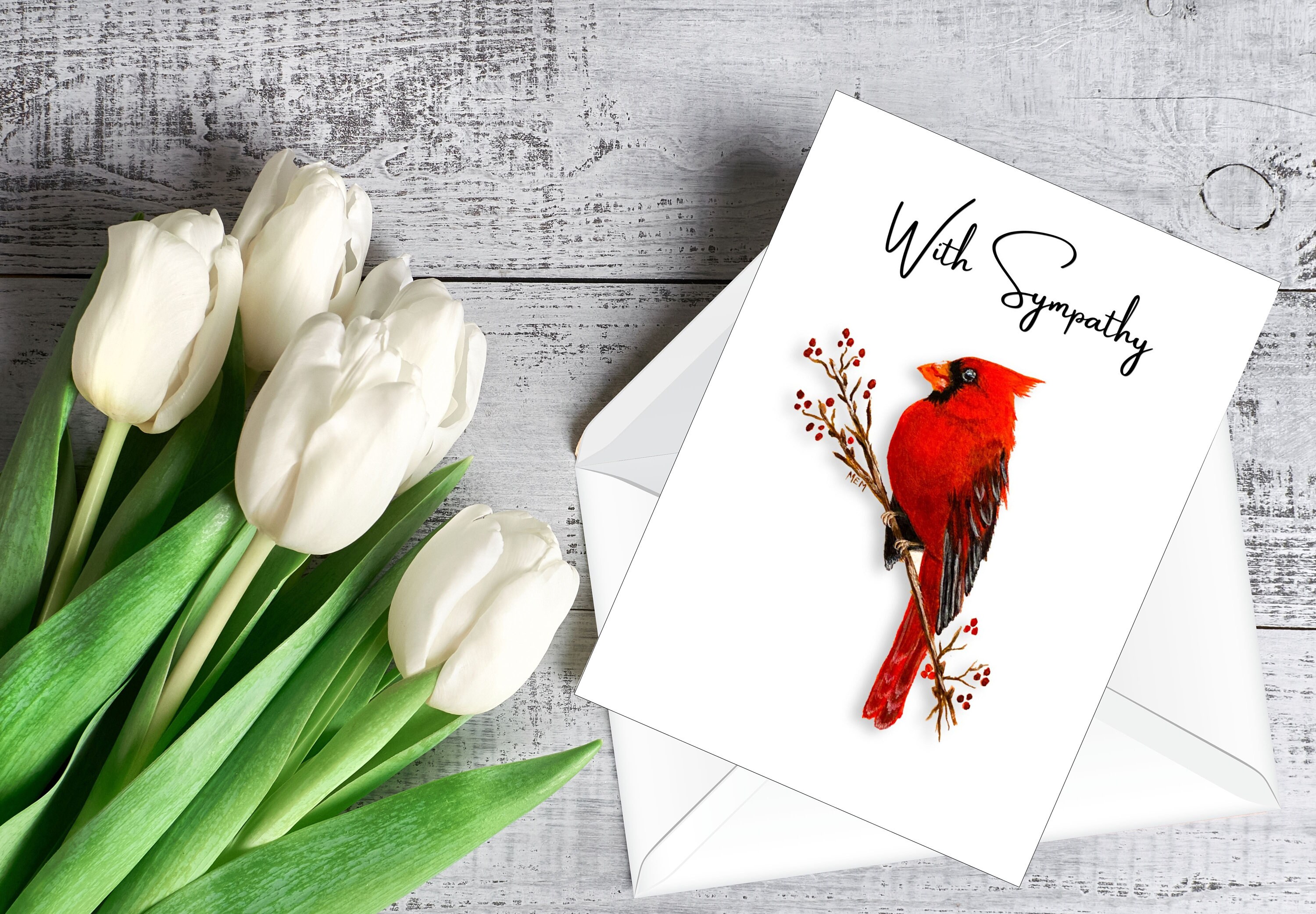 Cardinal Sympathy Card, Cardinal Note Card, Bereavement Card, Acrylic ...