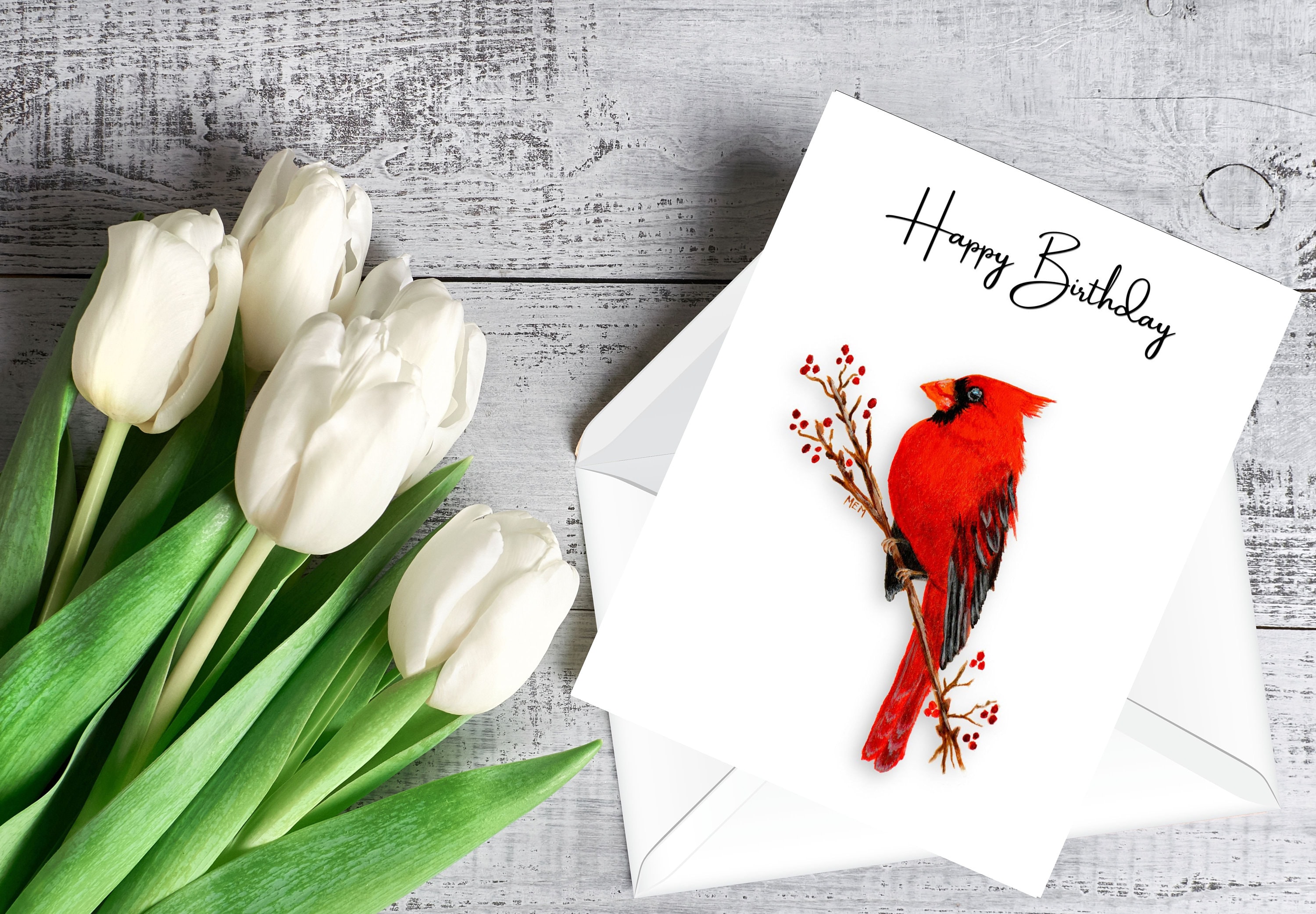 Cardinal Birthday Card Birthday Cardinal Greeting Card Individual or ...