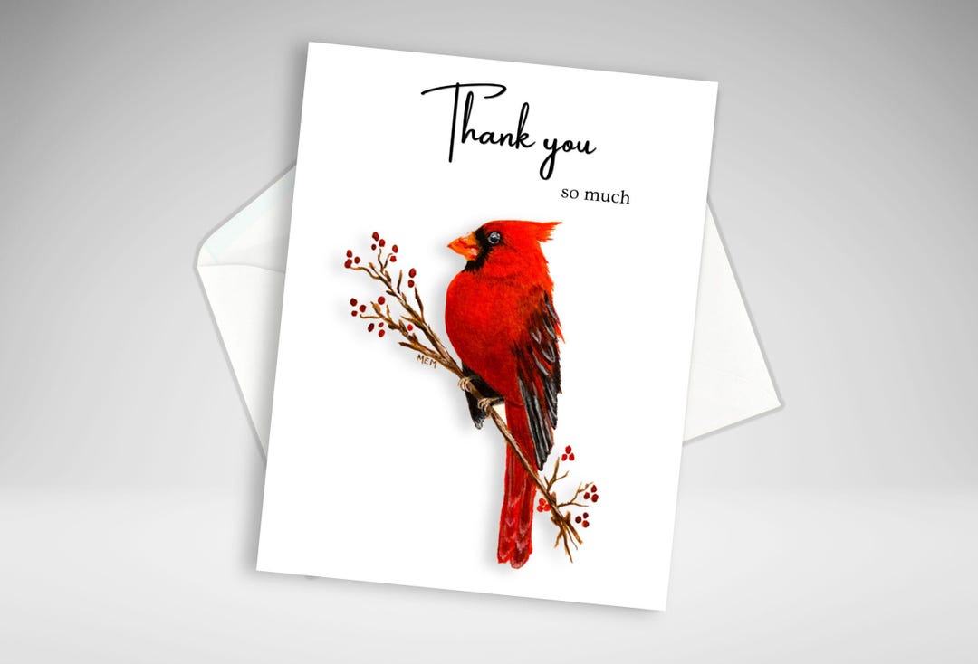Cardinal Thank You Card | Homemade Note Card | Greeting Card | Homemade ...