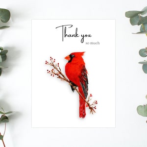 Cardinal Thank You Card Homemade Note Card Greeting Card Homemade ...