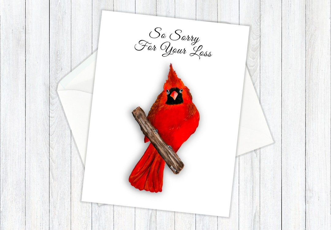 Cardinal Sympathy Card, Sorry for Your Loss, Cardinal Bereavement Card ...