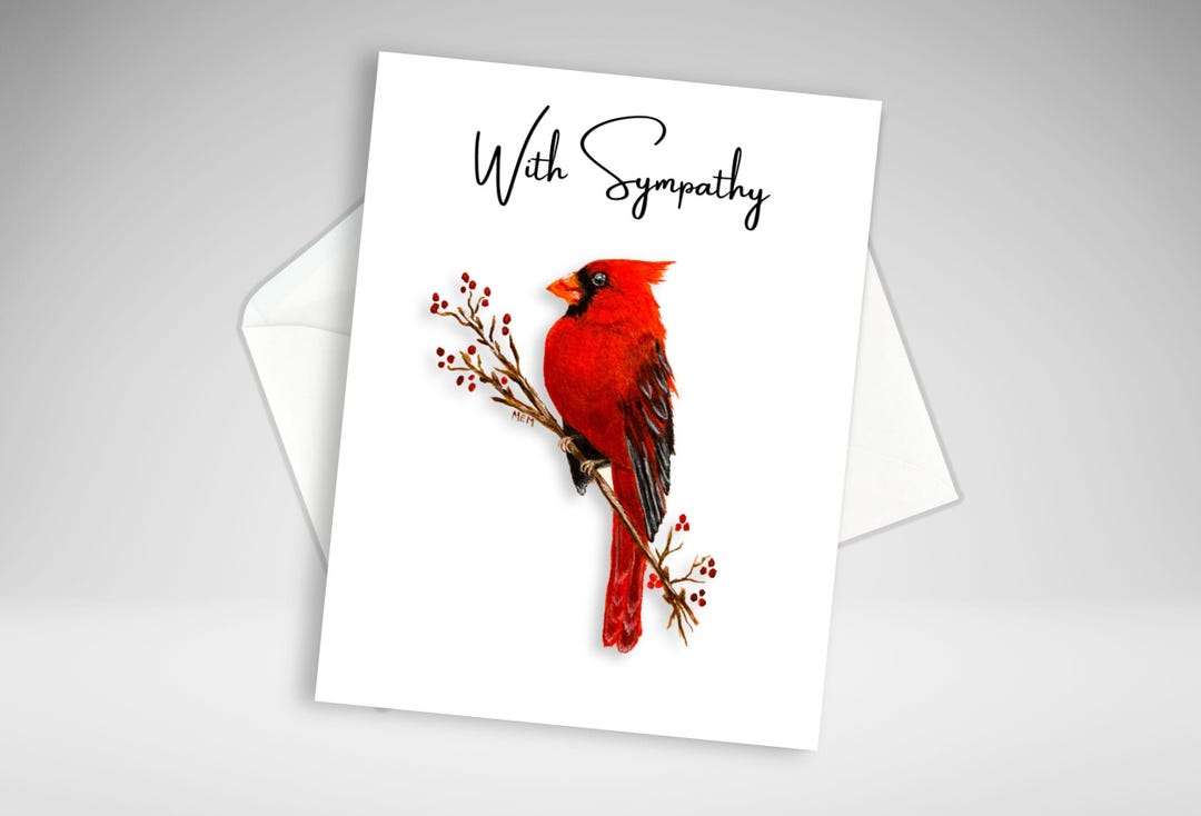 Cardinal Sympathy Card, Cardinal Note Card, Bereavement Card, Acrylic ...
