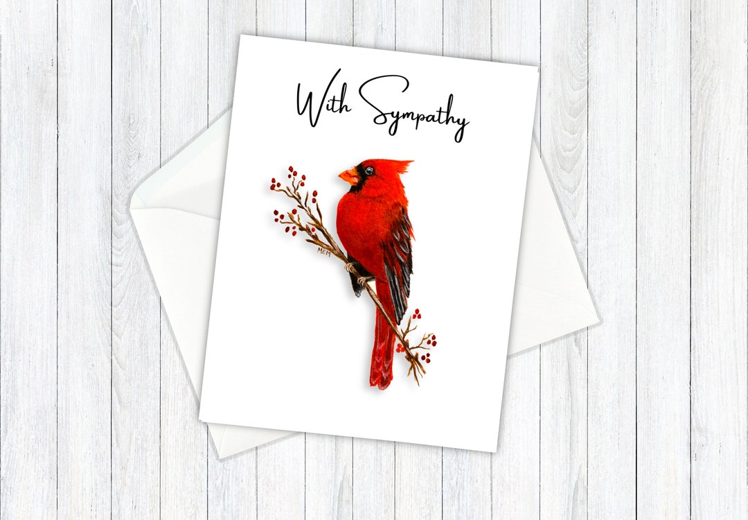 Cardinal Sympathy Card, Cardinal Note Card, Bereavement Card, Acrylic ...