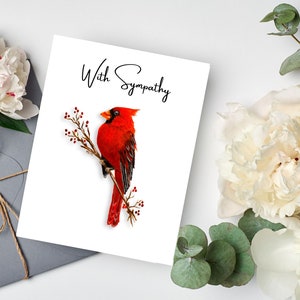 Cardinal Sympathy Card, Cardinal Note Card, Bereavement Card, Acrylic ...