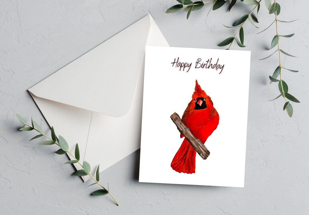 Cardinal Birthday Card Individual or Set of 6 Birthday - Etsy