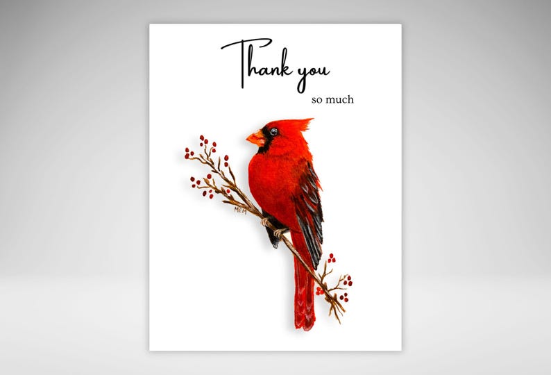 Cardinal Thank You Card | Homemade Note Card | Greeting Card | Homemade ...