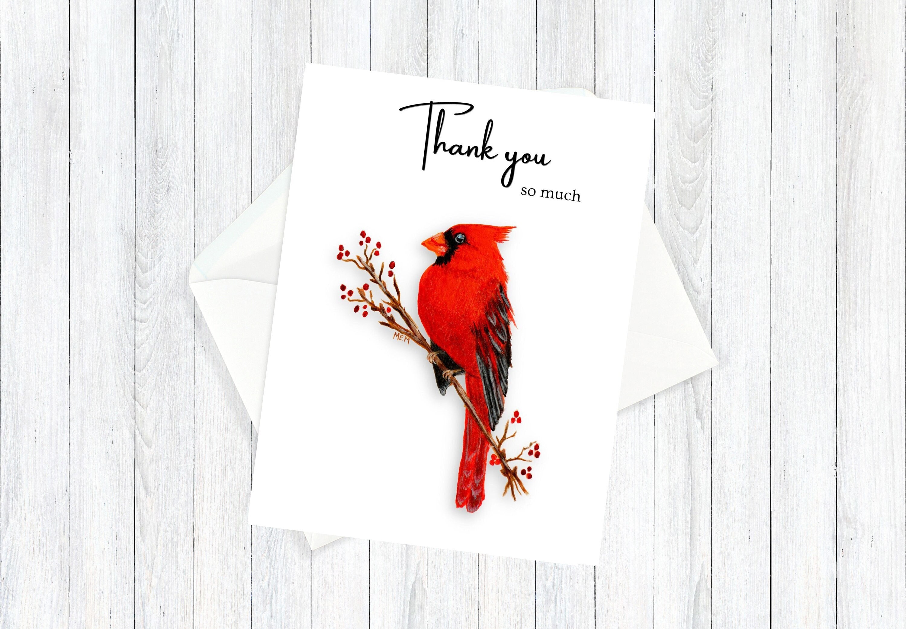 Cardinal Thank You Card Homemade Note Card Greeting Card Homemade ...