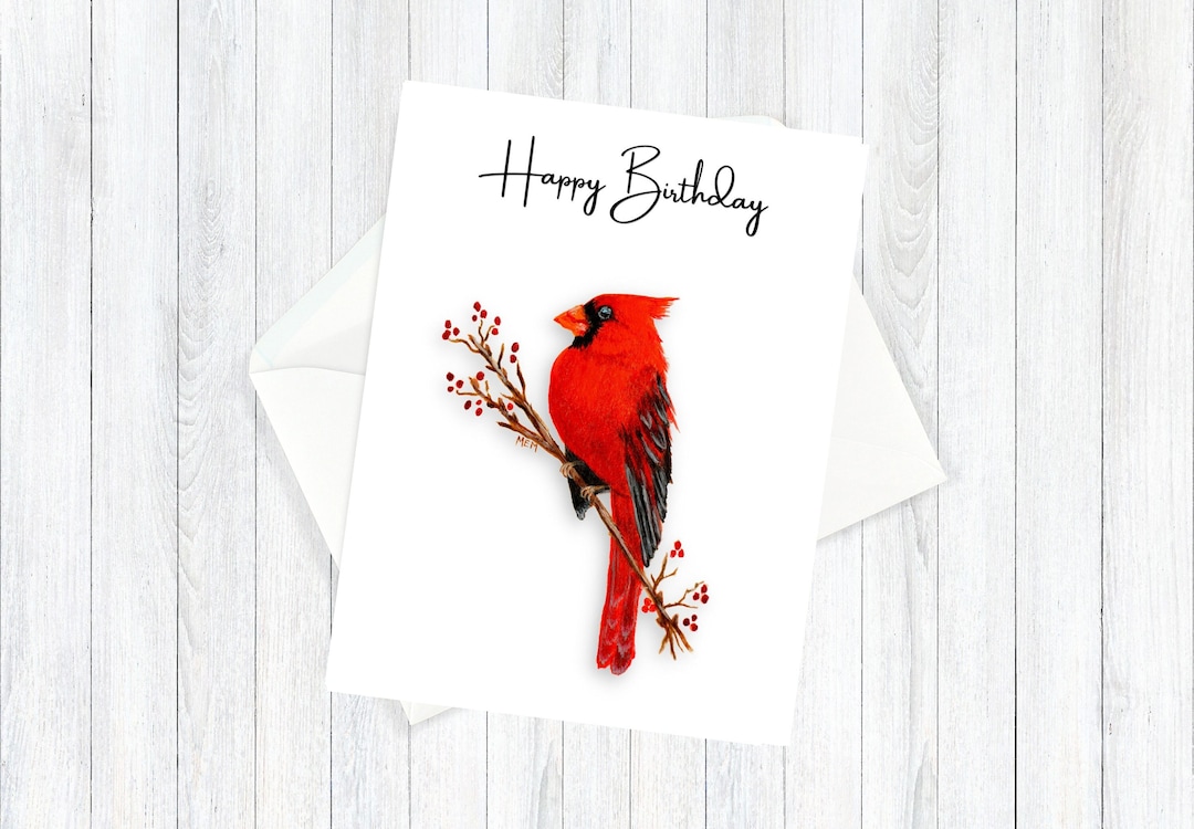 Cardinal Birthday Card Birthday Cardinal Greeting Card Individual or ...