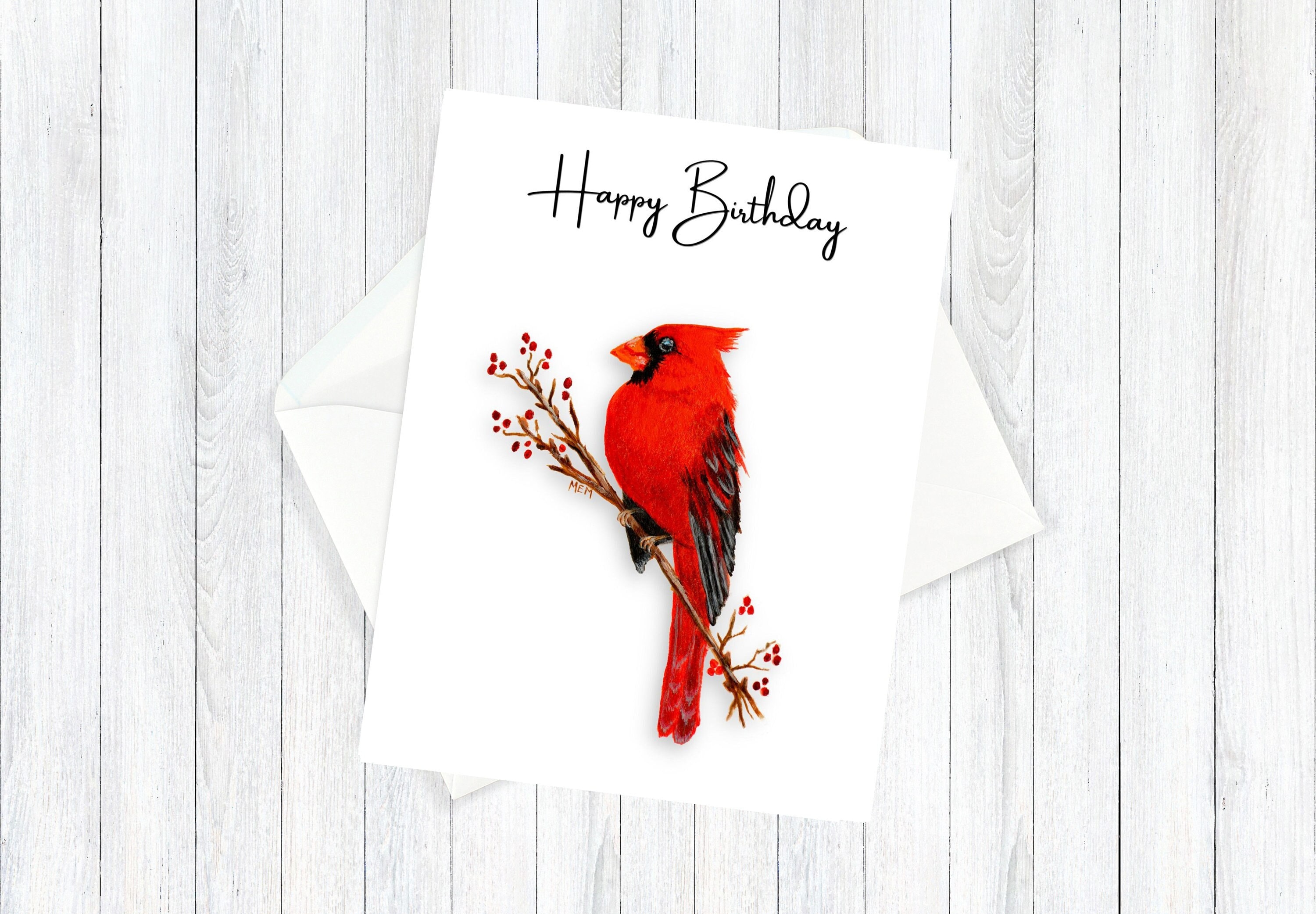 Cardinal Birthday Card Birthday Cardinal Greeting Card Individual or ...