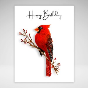 Cardinal Birthday Card | Birthday Cardinal Greeting Card | Individual ...