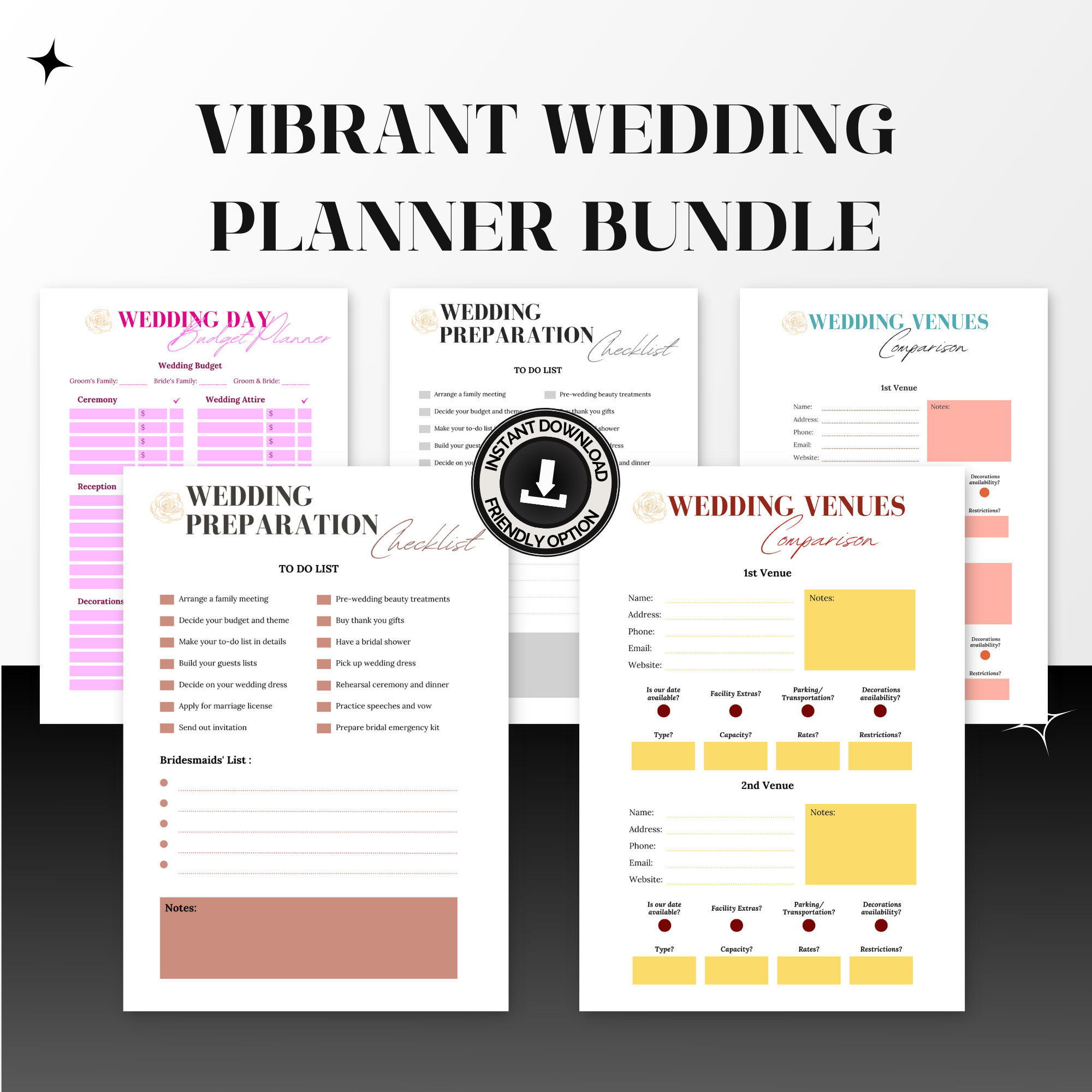Vibrant Wedding Planner Bundle Wedding Planner Printable Bundle Wedding ...