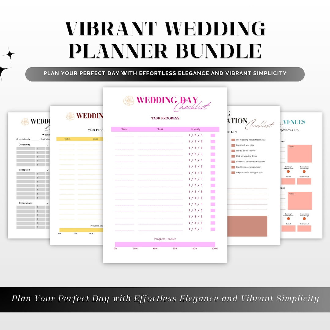 Vibrant Wedding Planner Bundle Wedding Planner Printable Bundle Wedding ...