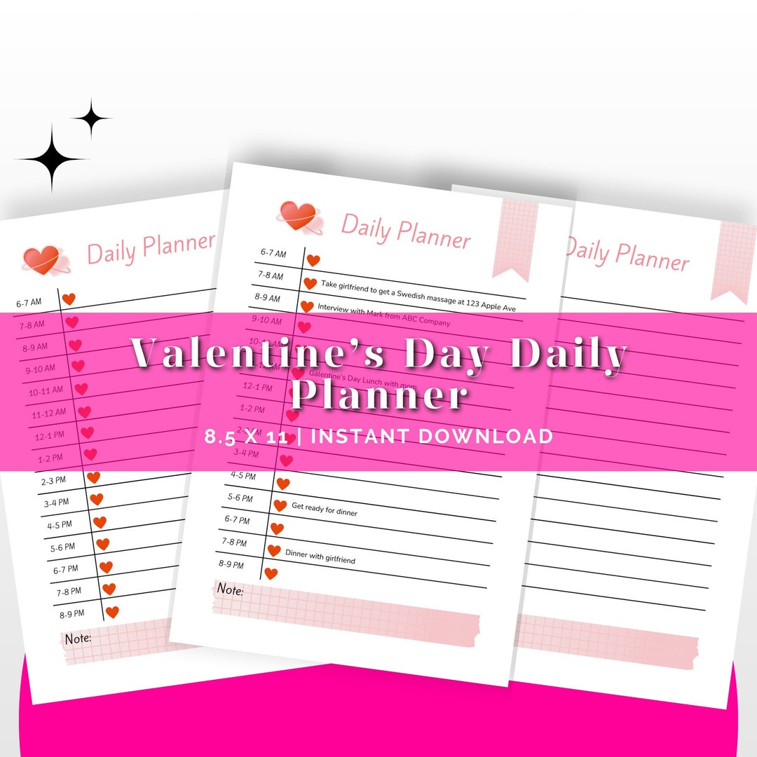Valentine's Day Daily Planner Digital Valentine's Day Planner Valentine ...