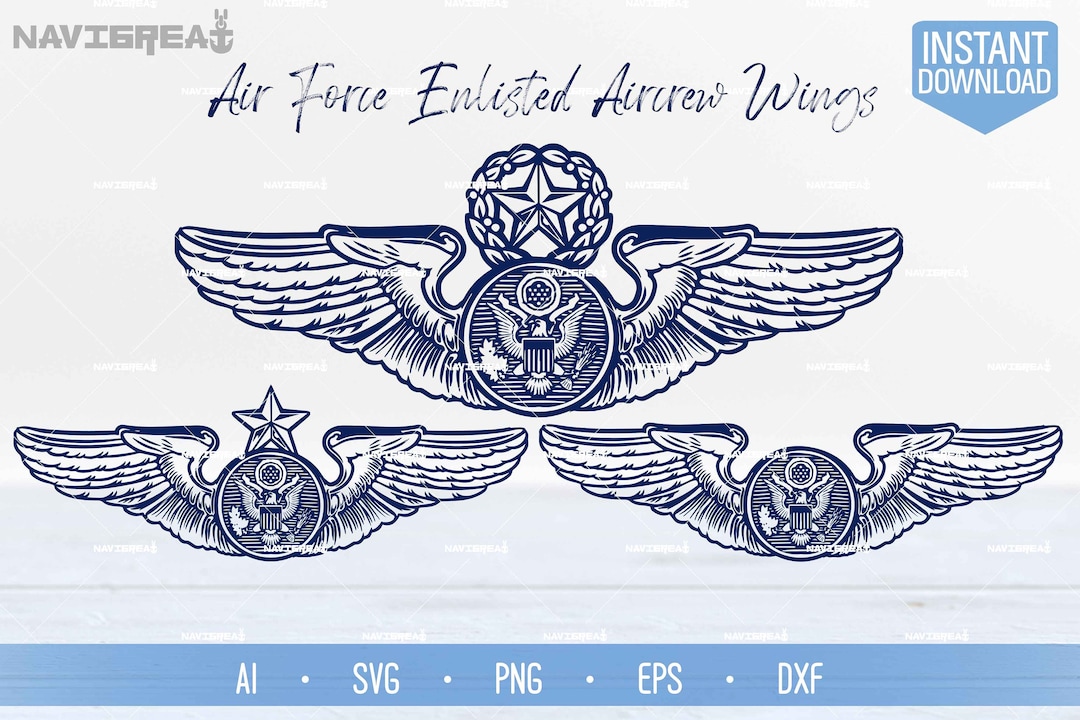 US Air Force Enlisted Aircrew Wings Svg 3 Air Force Enlisted - Etsy